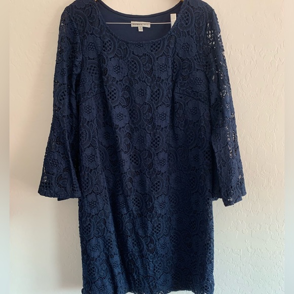 Robbie Bee | Tops | Robbie Bee Navy Blue Lace Dress | Poshmark